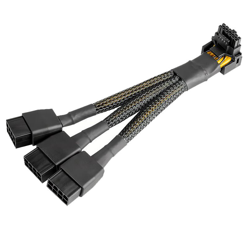 Кабель для подключения видеокарты RTX 4050 серии 4x8контактный на 16контактный разъем 12VHPWR с изгибом 90 градусов