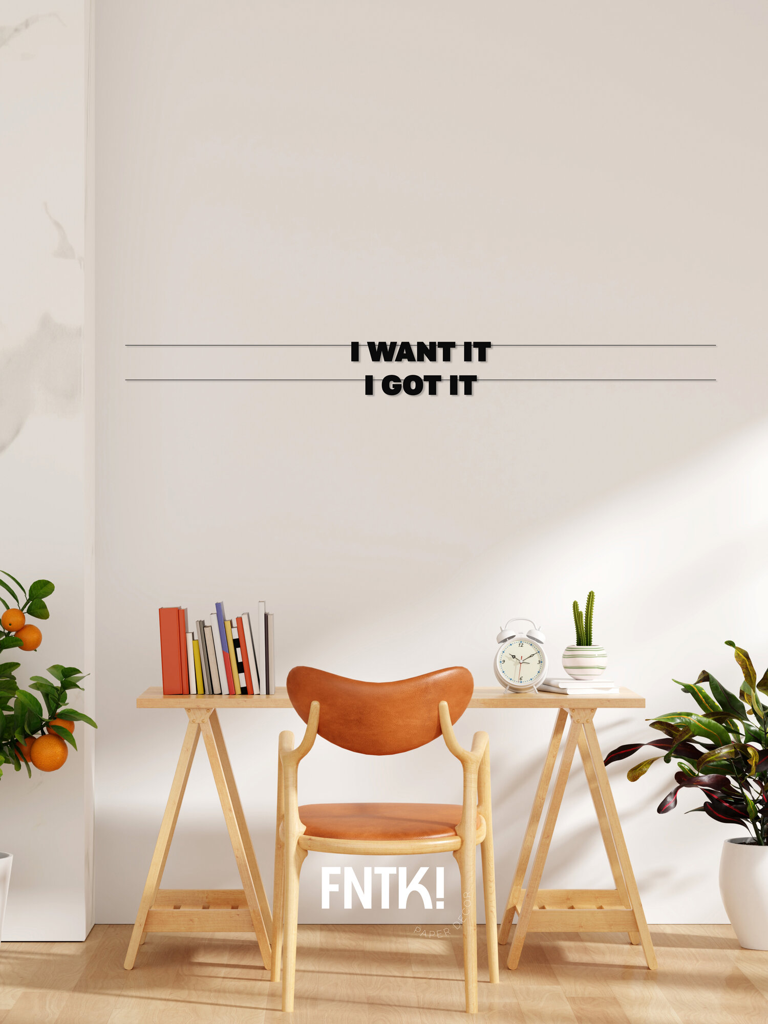 Гирлянда растяжка надпись мотивация I WANT IT I GOT IT бумага черная, 5 см × 2м, интерьерная