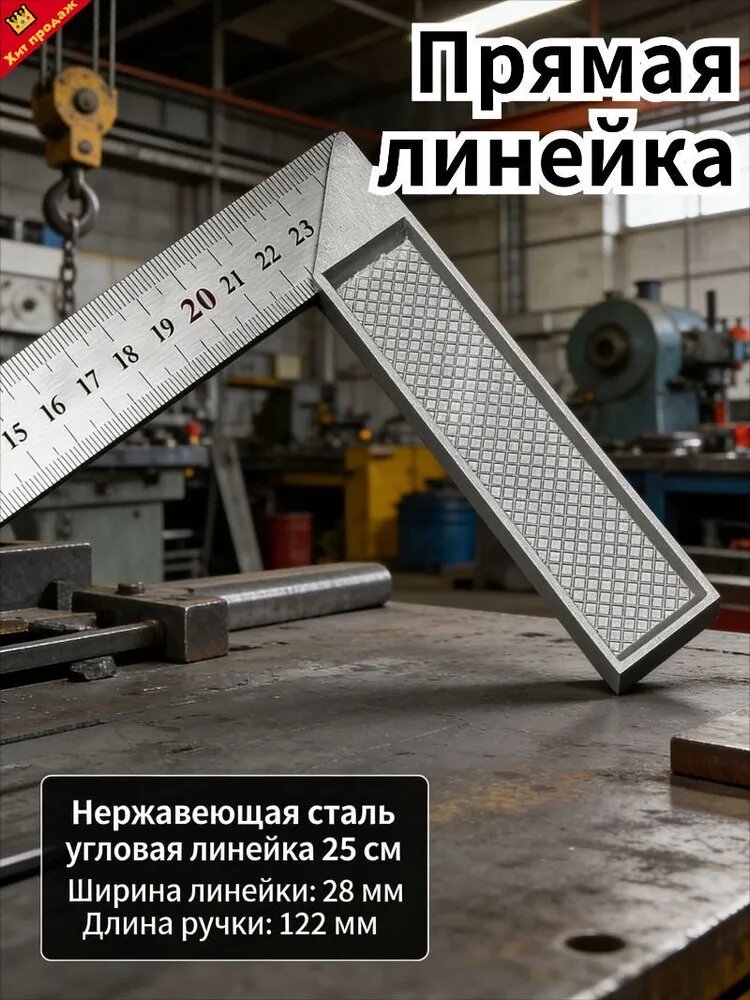 Линейка, угольник строительный 250мм х 20мм, Металл