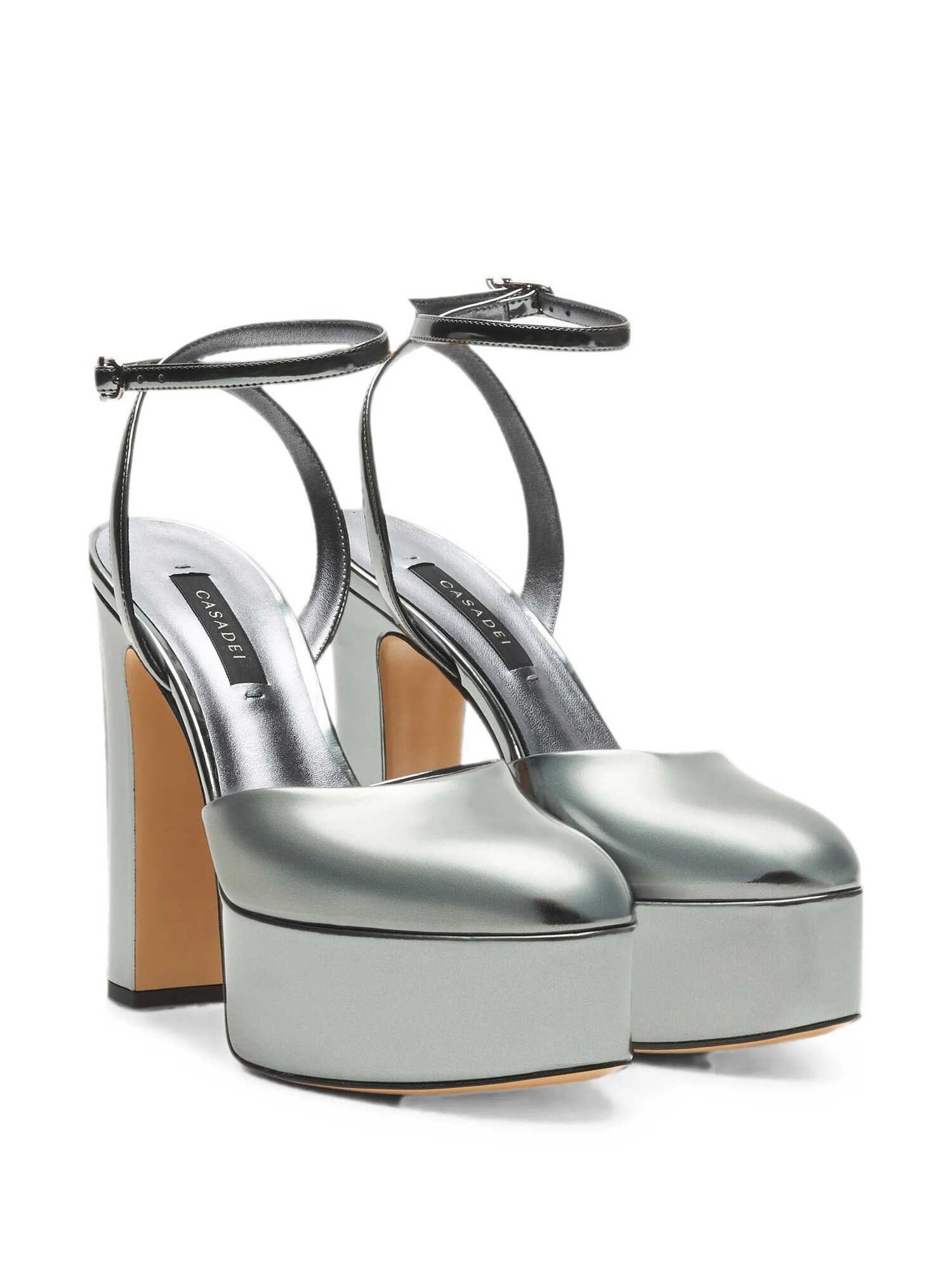 Босоножки Casadei Patty Platform Interstellar, размер 40, серебристый/красный — фото 1