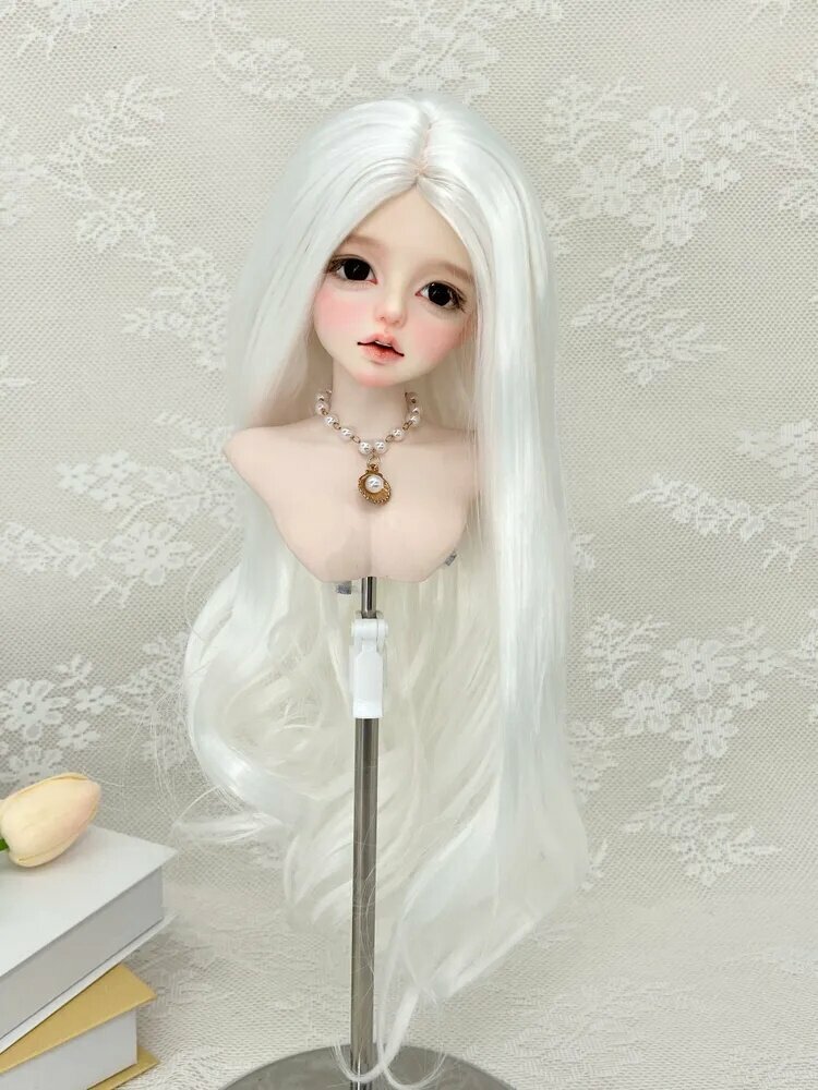 Кукольный парик, подходит для куклы BJD 1/6, размер головы 15.5-17.5 см, Белый