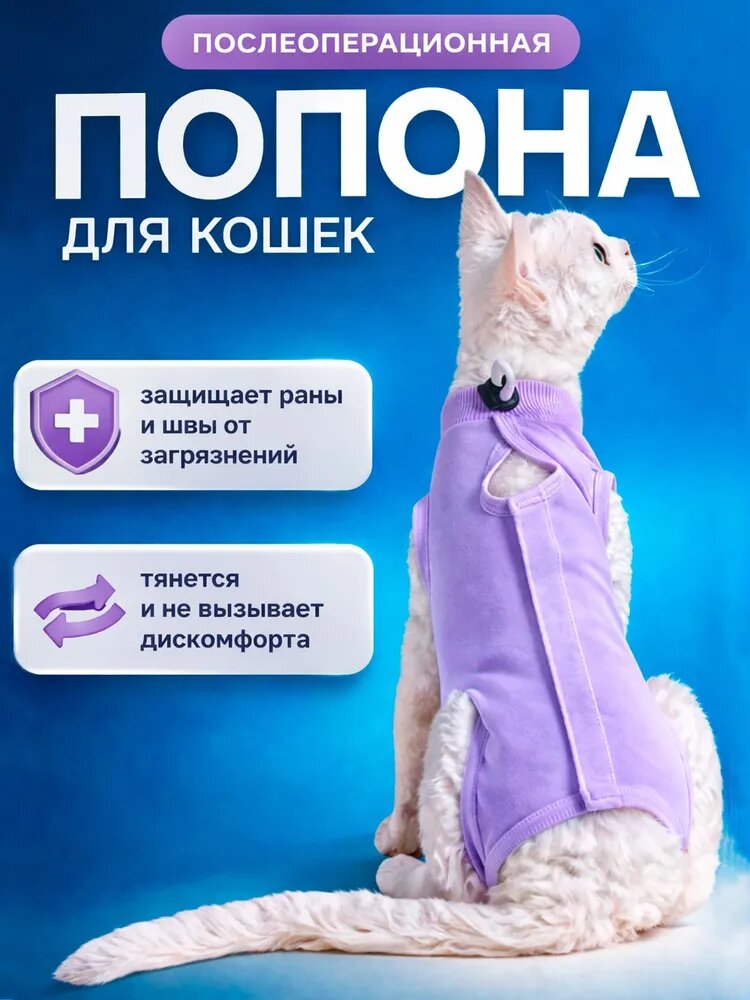 Попона послеоперационная для кошек а липучках