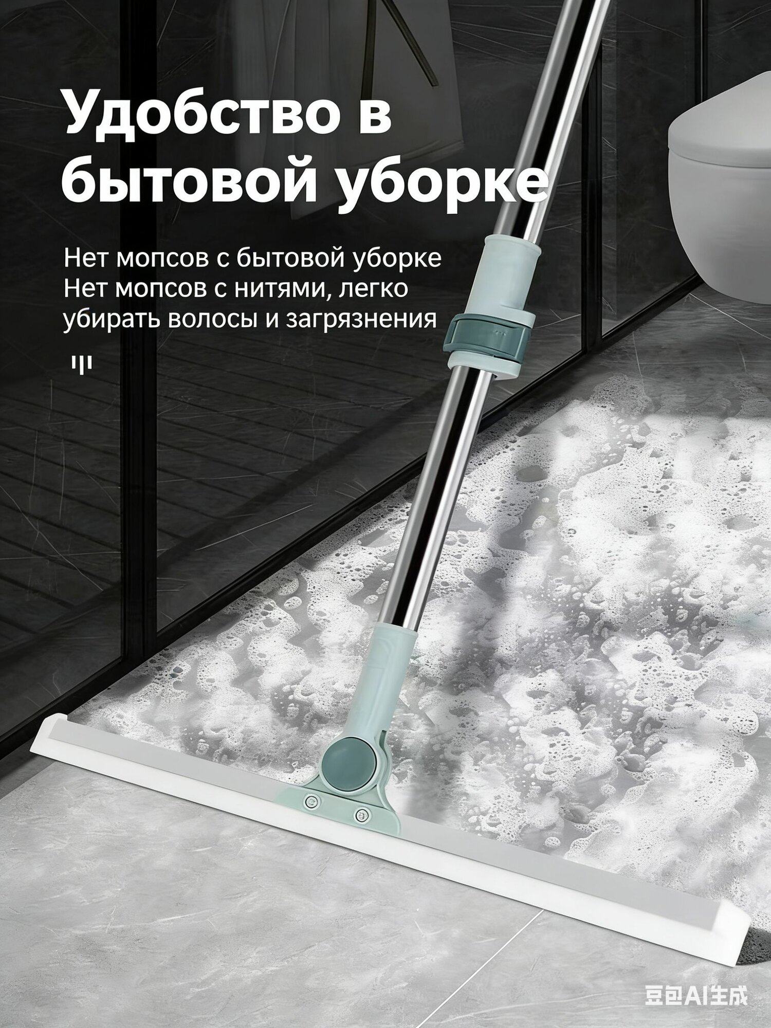 Водосгон для пола с ручкой / Лезвие скребок 50 см / Швабра сгон для воды