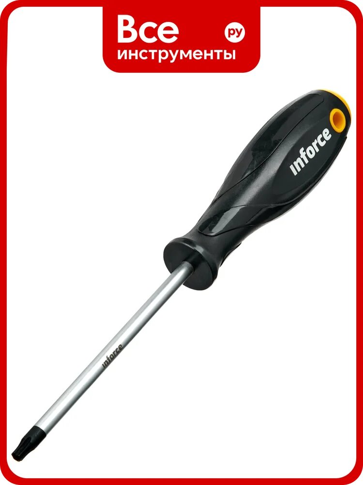 Отвертка TORX Inforce T30x125 из легированной стали с полиуретановой рукояткой, магнитным наконечником, профессиональная