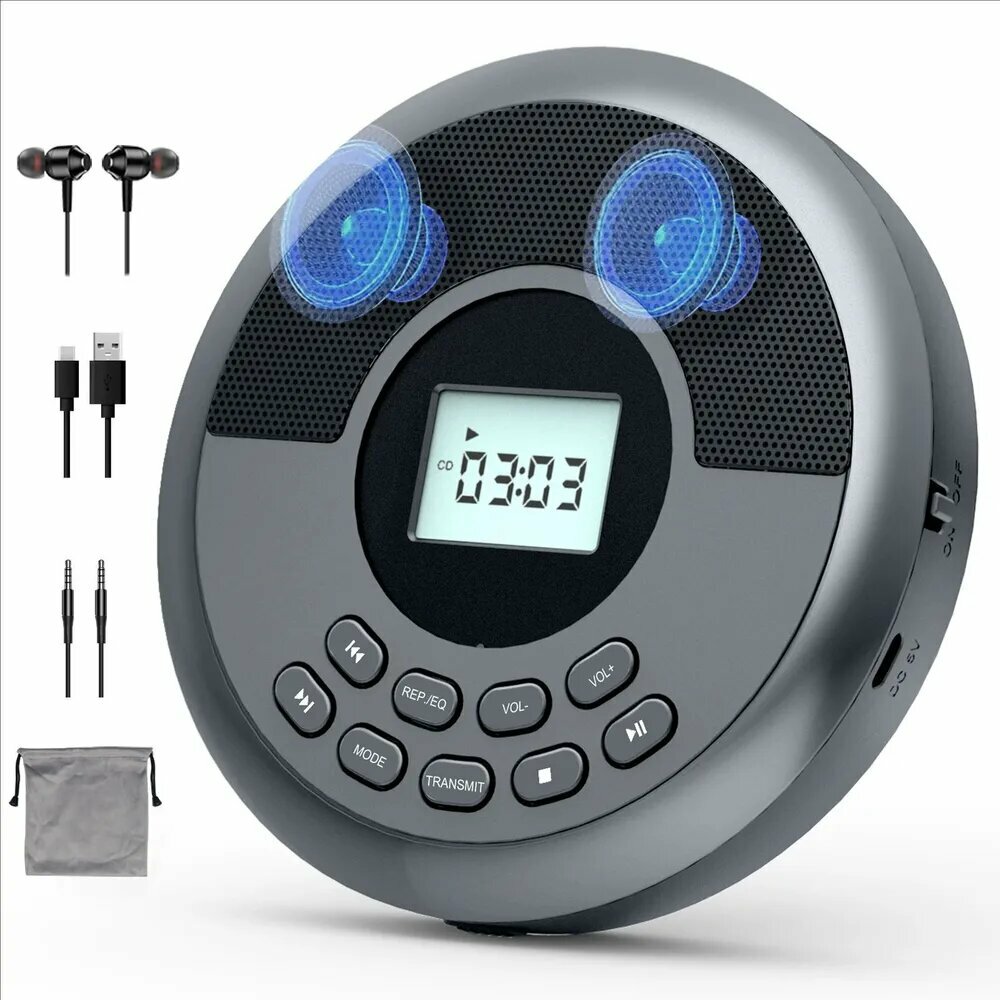 Портативный Bluetooth CD - плеер USB Двойной громкоговоритель стерео, аудиовыход Повторное чтение