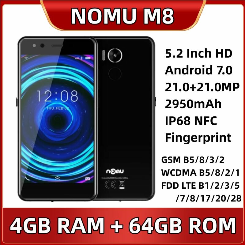 Nomu Смартфон Global 4/64 ГБ, Nano-SIM, серый