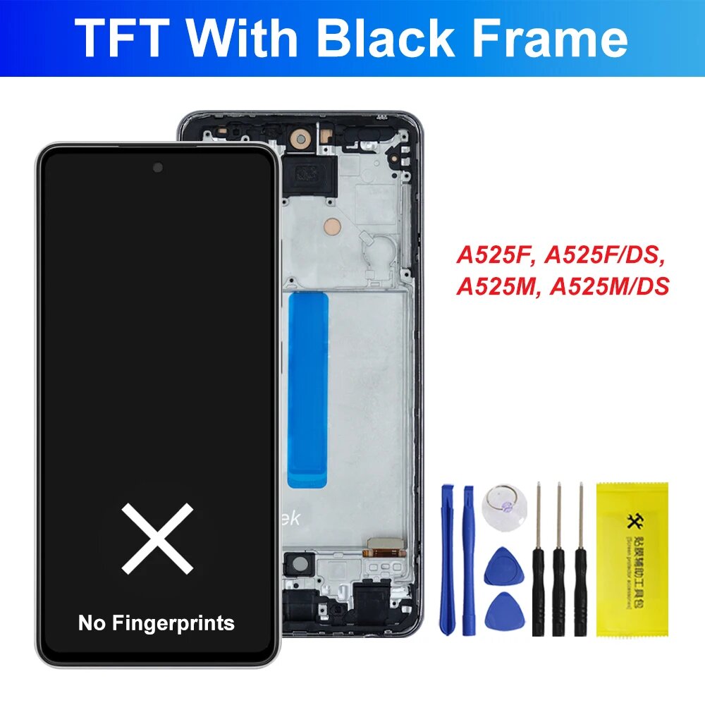 A52 A525F A525F/DS AMOLED-экран с рамкой для Samsung Galaxy A52 ЖК-дисплей с сенсорным экраном, цифровая замена