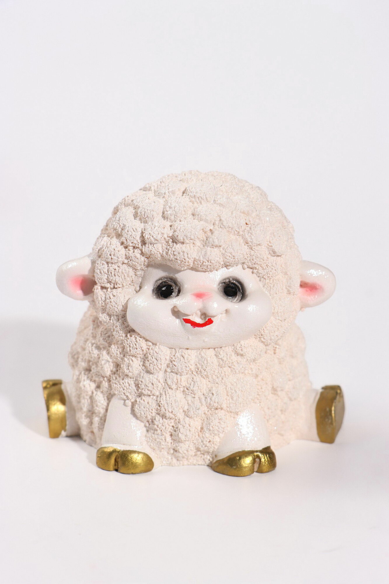 Фигурка "Овечка Бяша", 6x7x6 см, полистоун, цвет: бежевый, тематика праздника: новый год, 2 шт.