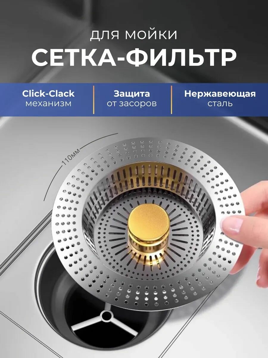 Сливной фильтр-сетка с корпусом из нержавеющей стали