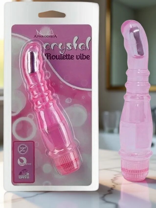 Гелевый интимный вибромассажер Crystal Dewdrops vibe, цвет розовый