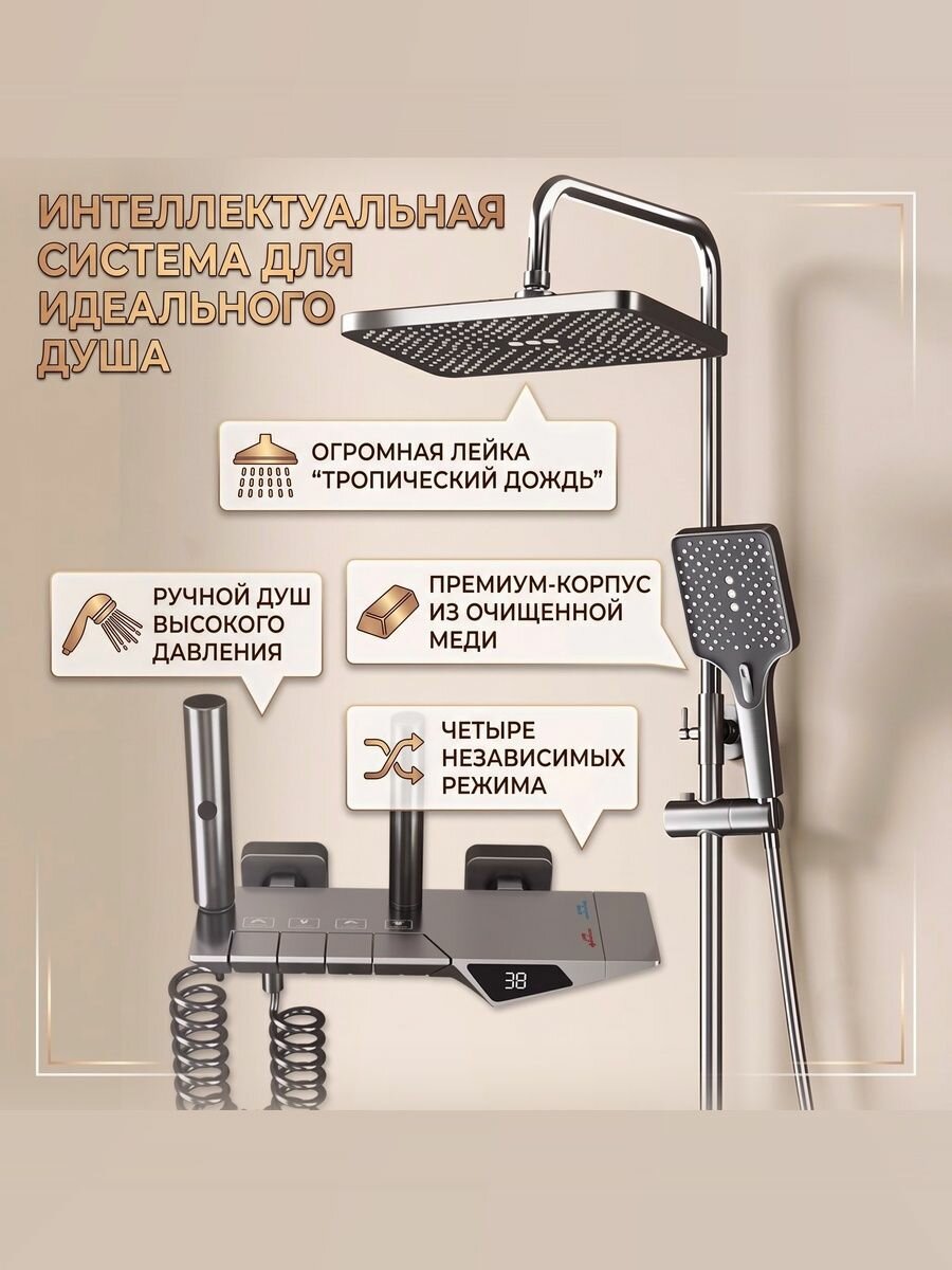 Душевая система с тропическим душем датчик температуры
