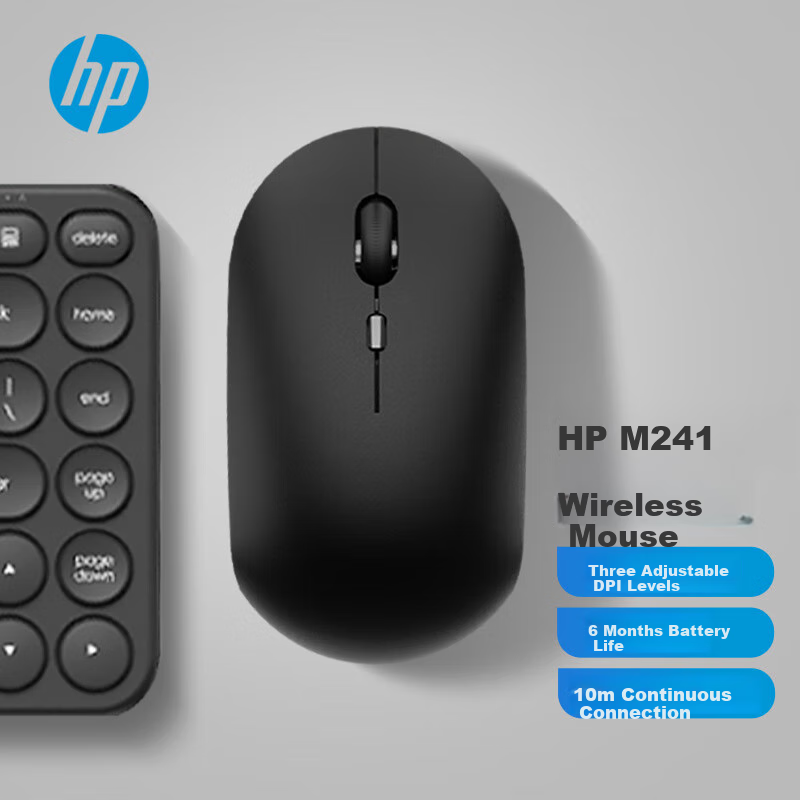 HP M241 Беспроводная мышь для офиса черная 2.4ГГц тихая для маленьких рук Цвет：Беспроводная офисная мышь черная