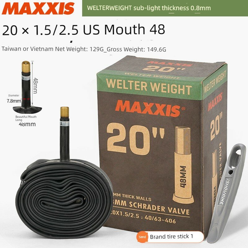 MAXXIS Средняя легкость Велосипедная внутренняя камера для 20 дюймовых горных велосипедных шин 1.5-2.5 ширины с