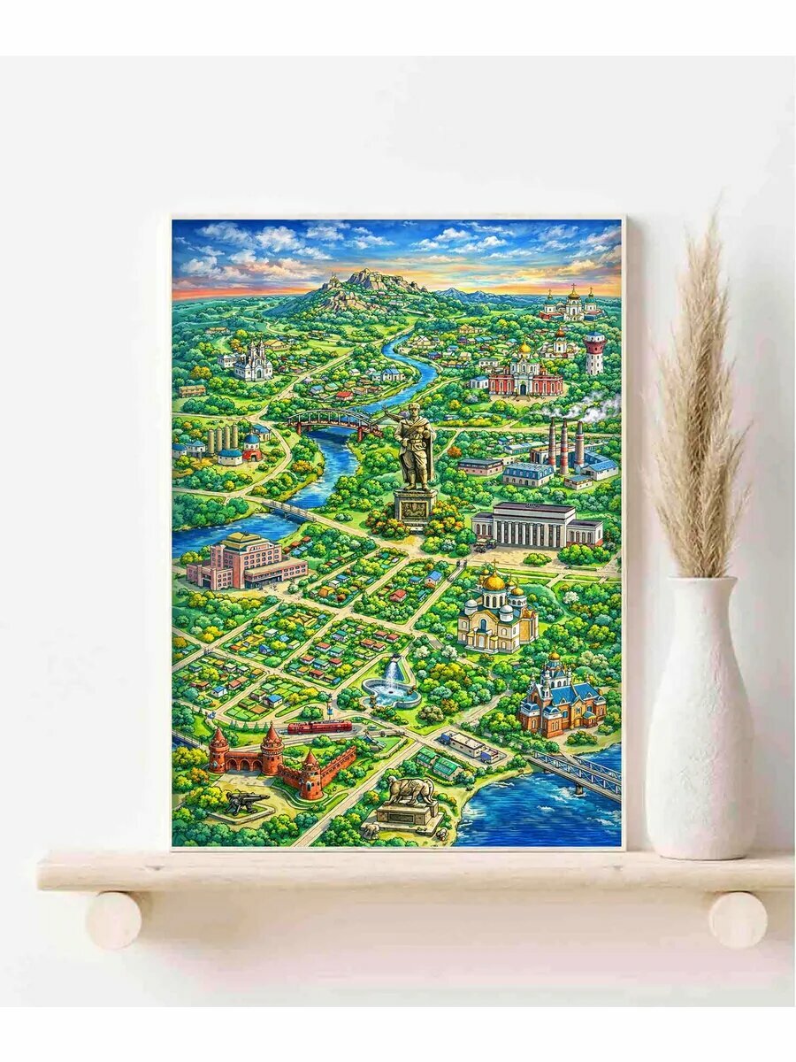 Шебекино, Россия, Fantasy Map, Карта, Плакат 30x42см