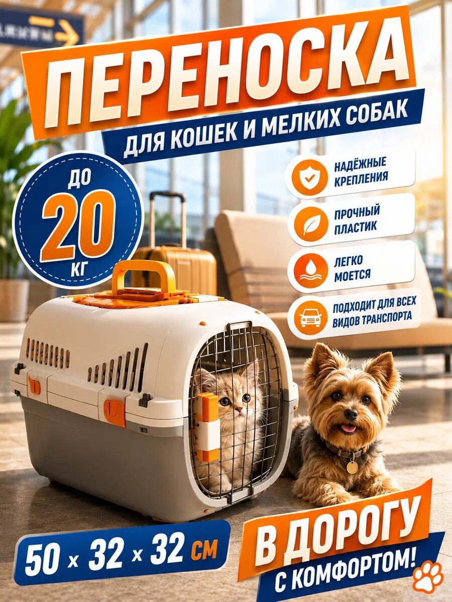 Переноска пластиковая для кошек и собак