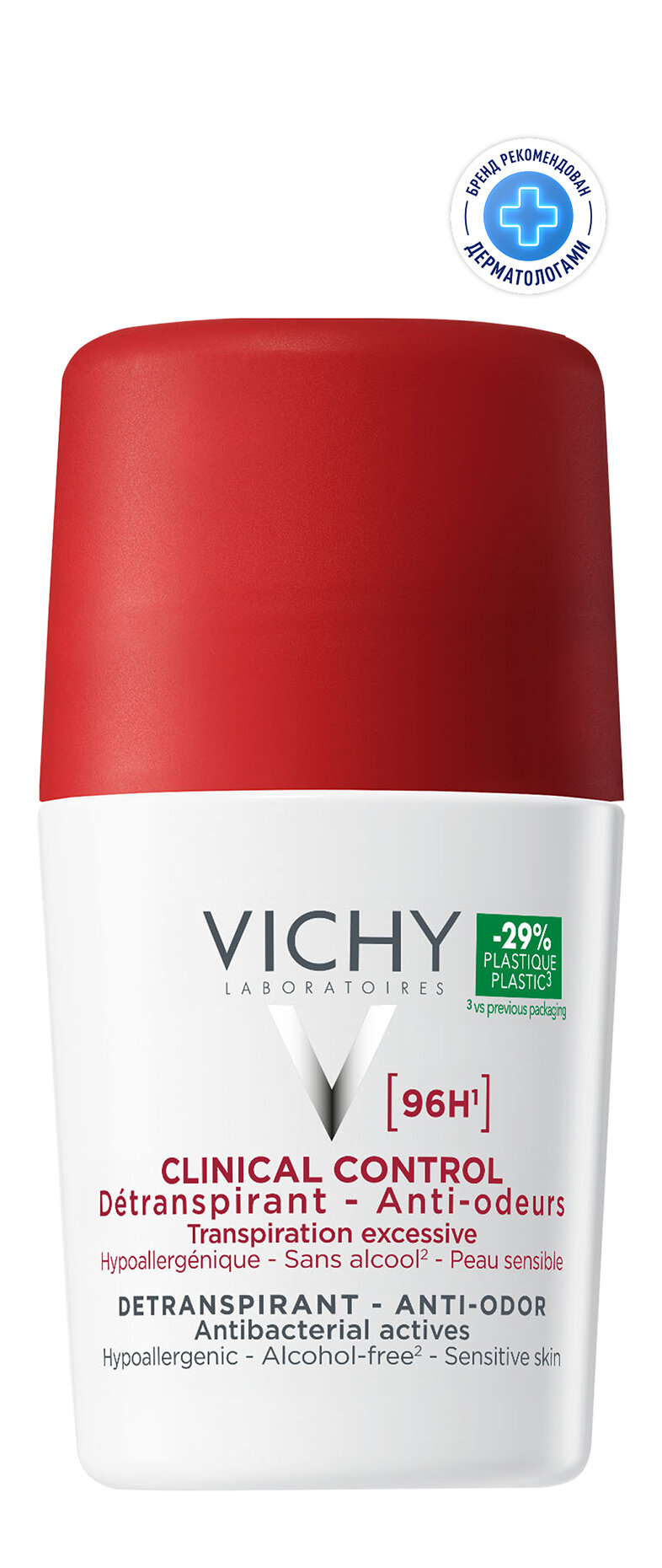 Vichy Clinical Control Дезодорант-антиперспирант от пота, 96 часов защиты, с цинком и перлитом, 50 мл