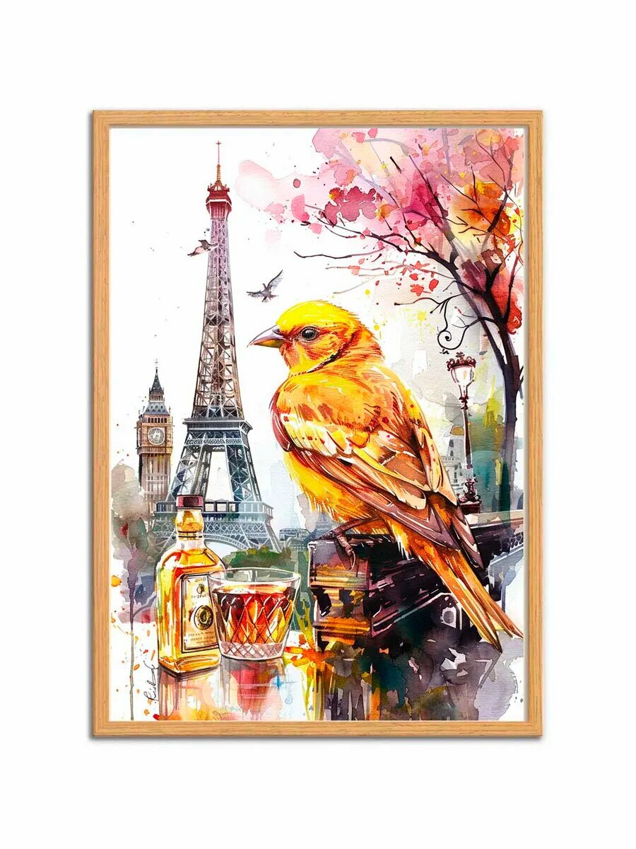 Канарейка пьет виски 1, Плакат 30x42см