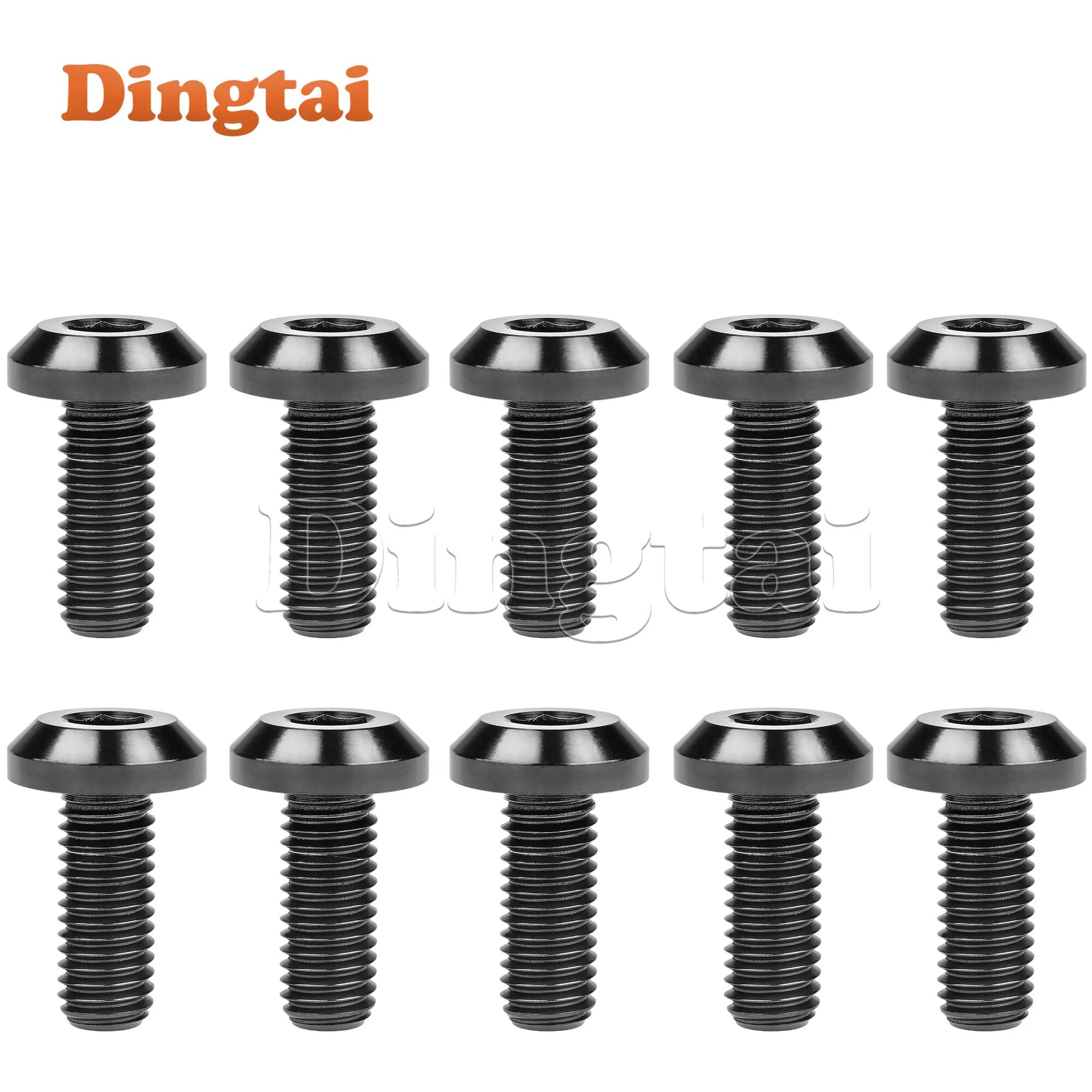 Dingtai титановые болты M6/M8x12/15/20/25/30/35/40 мм 10 шт. М6, Черный, Black, 15mm