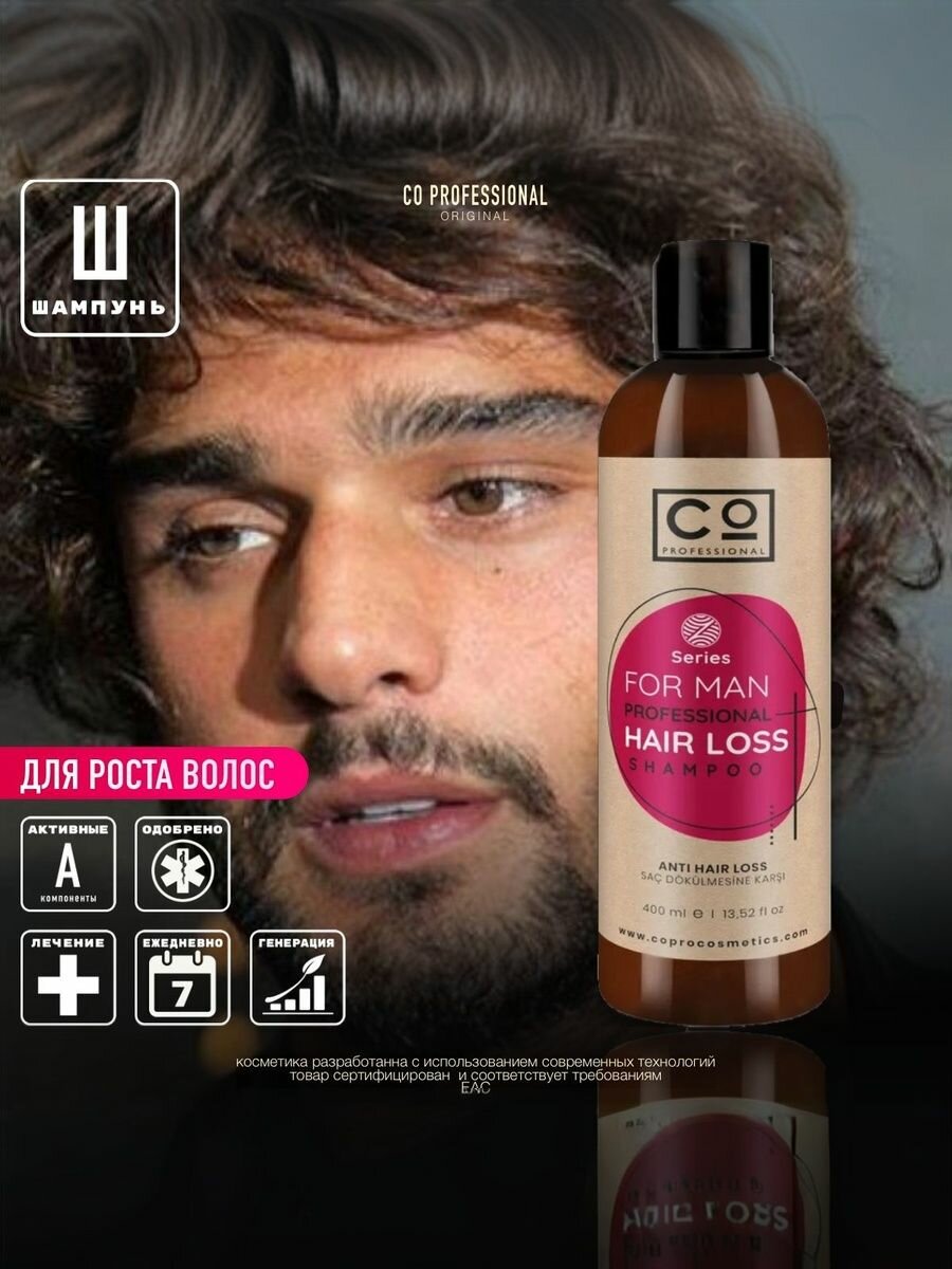 Шампунь против выпадения волос мужской CO Professional FOR MAN Hair Loss Shampoo, 400 мл, шампунь для роста волос