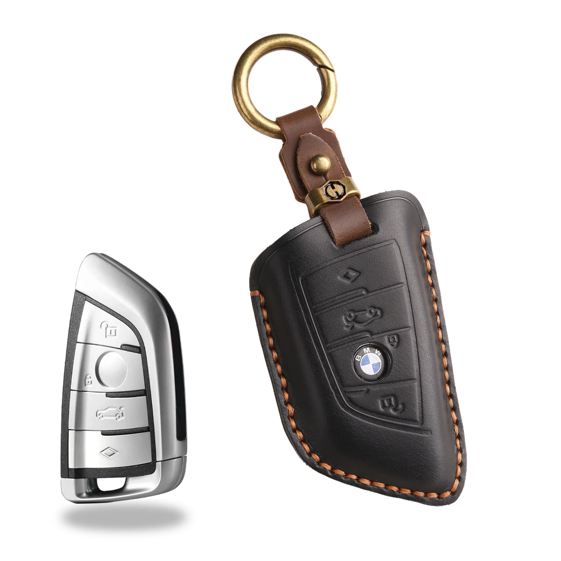 Из натуральной кожи кейс для ключей BMW, черный, стиль В - премиум аксессуар для автомобилей 3-й, 5-й и 7-й серии