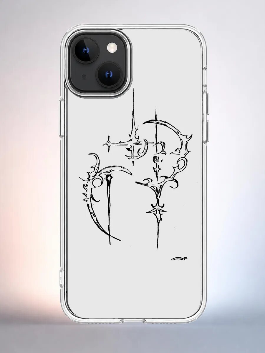 Чехол iPhone 13 готические символы силиконовый прозрачный