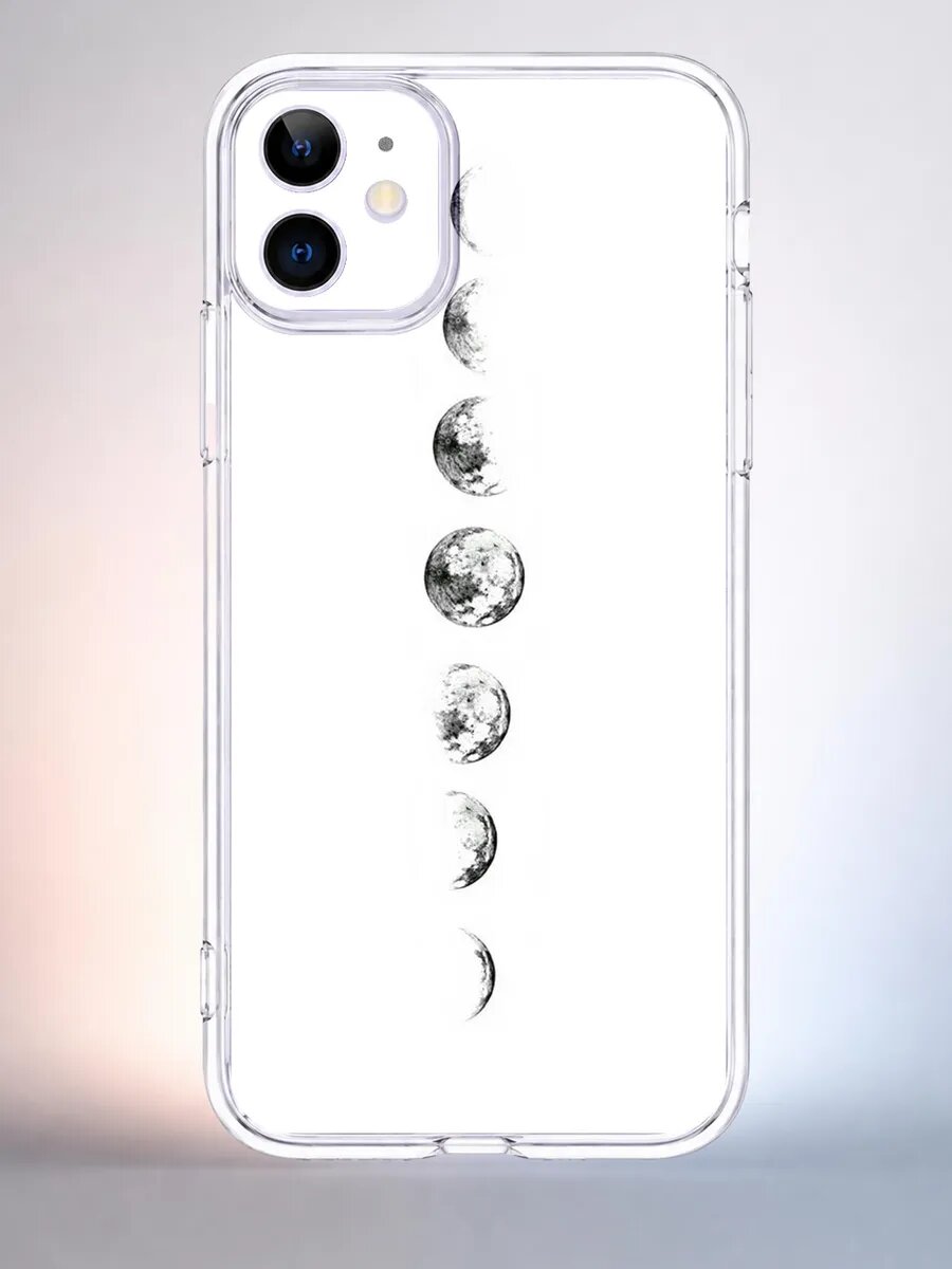 Чехол iPhone 11 фазы луны эскиз силиконовый прозрачный