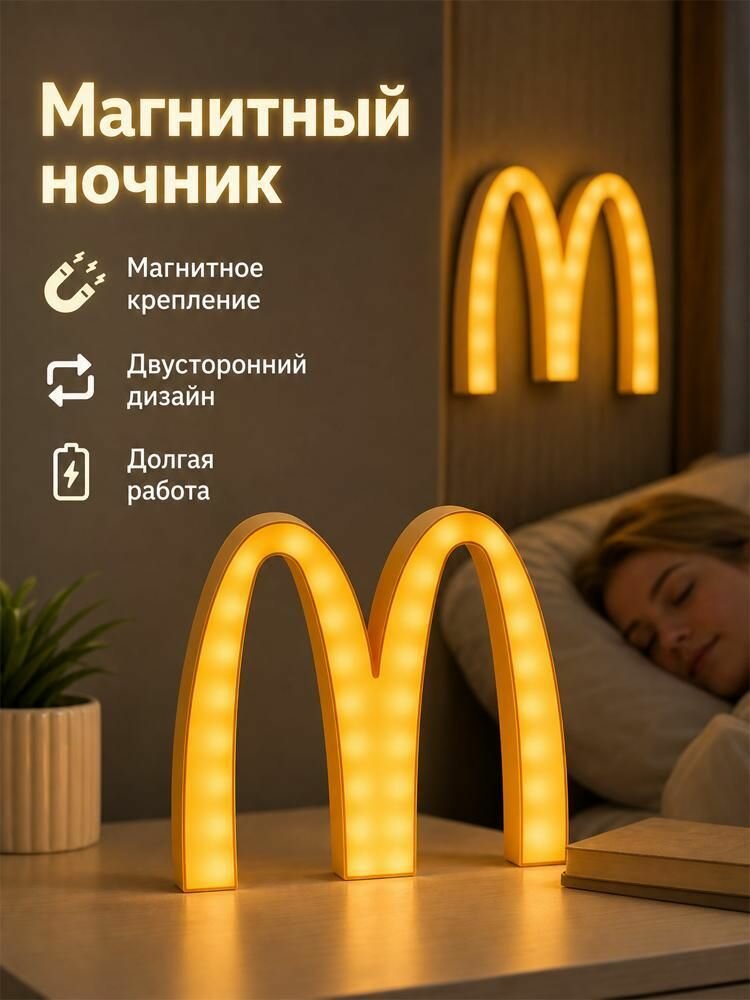 Светильник-ночник на магните для холодильника, USB-зарядка, атмосферная подсветка