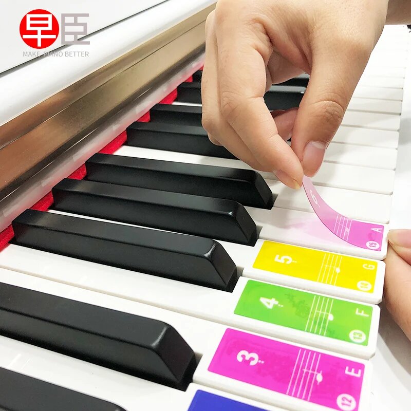 Цветные обучающие наклейки для пианино color sticker