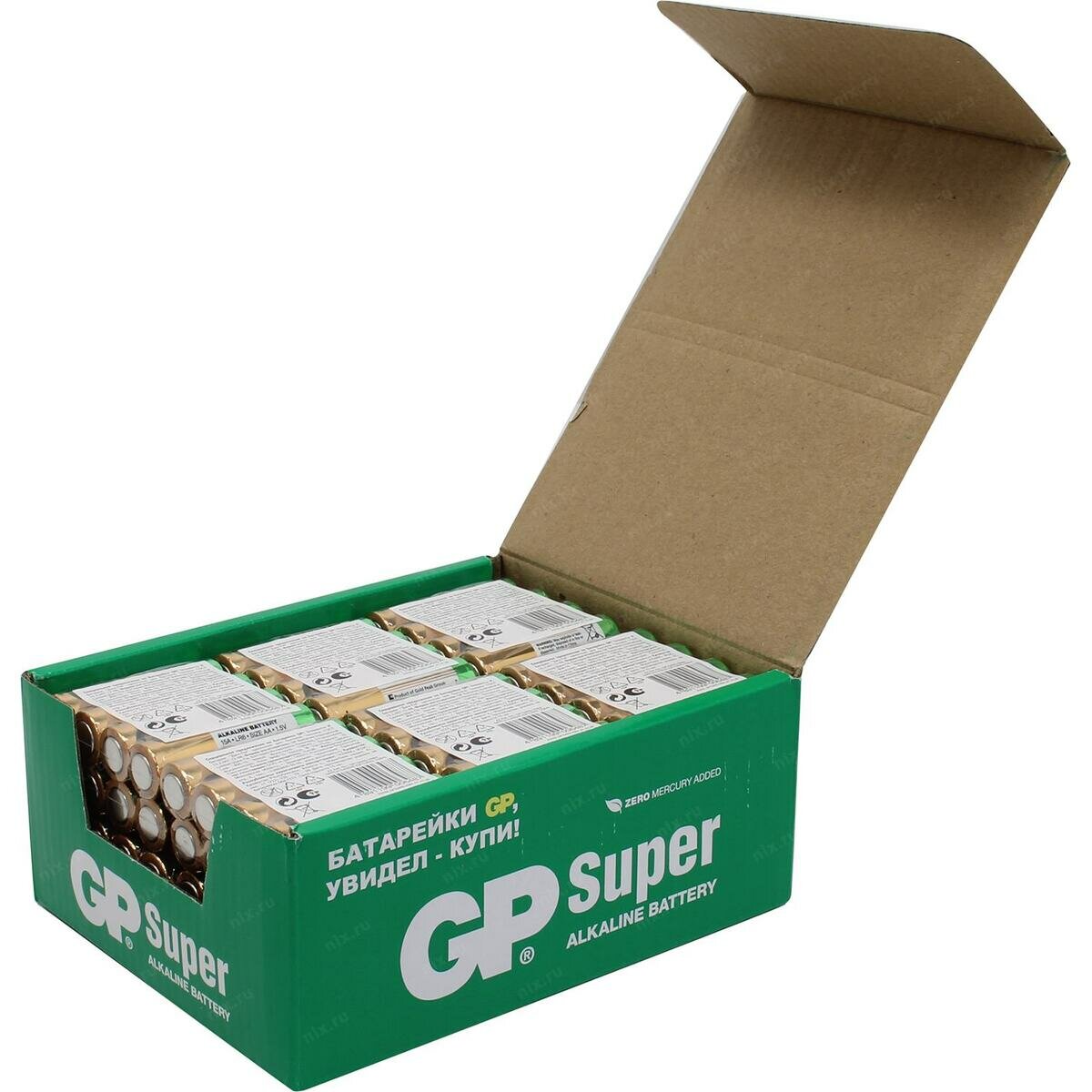 GP Super 15ARS-2SB4-96/GP15AA21RA-2CRS4 (LR6) Size AA, щелочной (alkaline) уп. 96 шт — фото 1