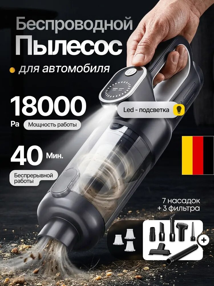 Пылесос для автомобиля беспроводной мощный Mime, мини пылесос аккумуляторный