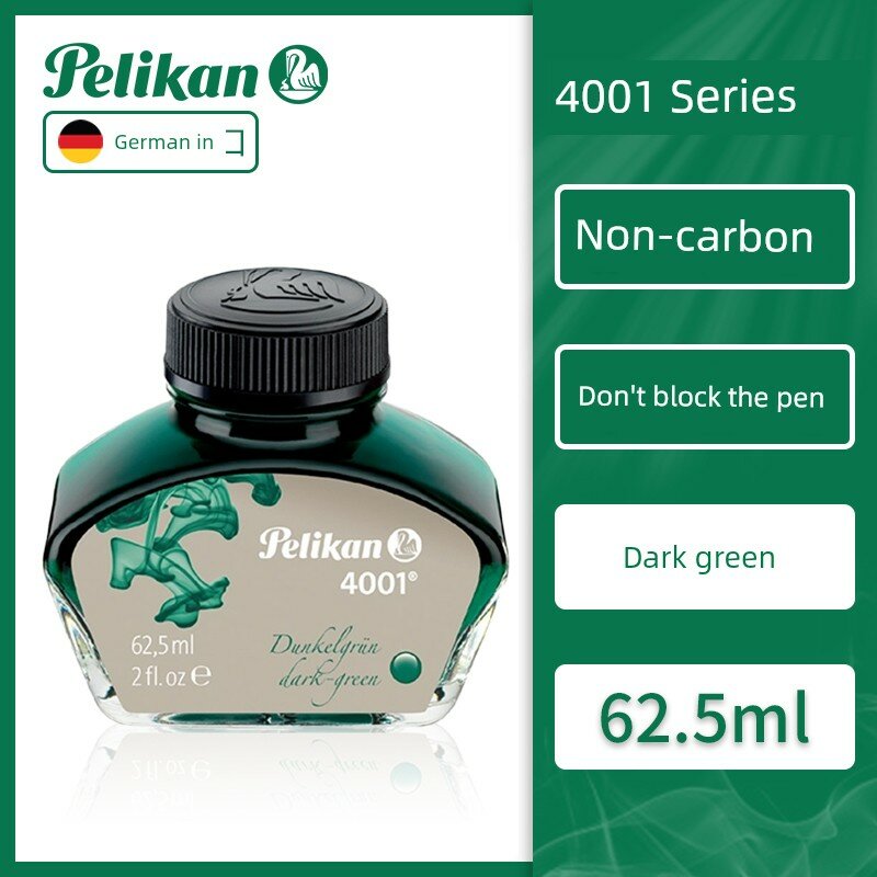 Перьевая чернила Pelikan 4001 Темно-зеленые 62.5 мл Нецветные, без засоров, для шариковых ручек