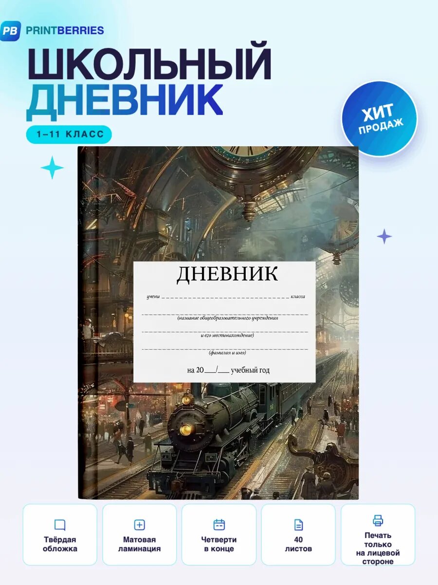 Школьный дневник поезда ретро коллаж арт винтаж