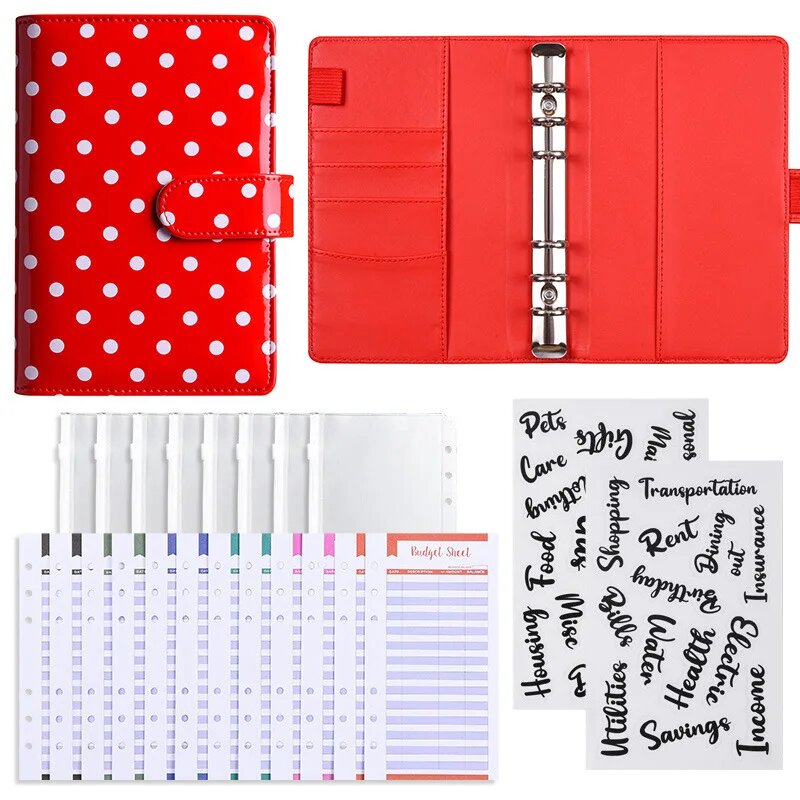 Бюджетный блокнот A6 в горошек Красный, Red Set