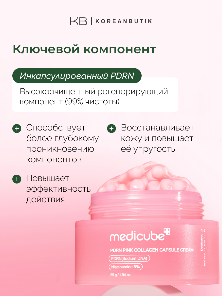 Крем капсульный увлажняющий | Medicube PDRN Pink Collagen Capsule Cream 55g