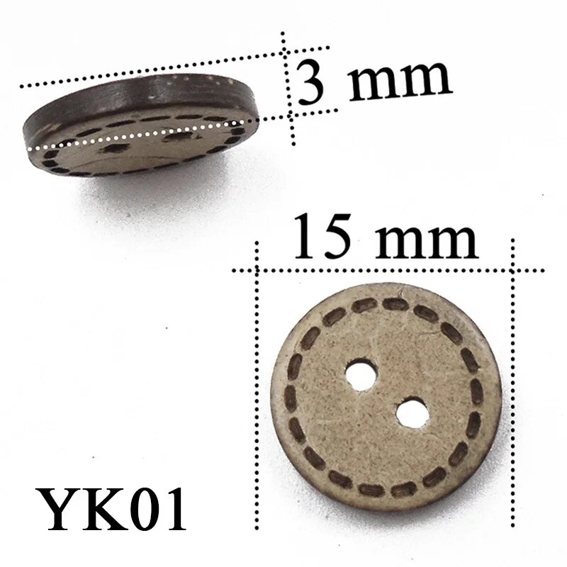 Круглые пуговицы из кокоса Zieene 30 шт, 15 мм YK01-15mm
