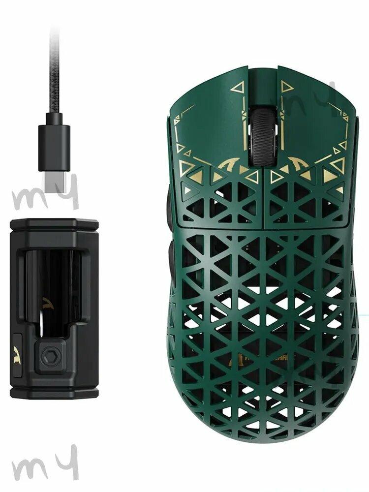 Игровая мышь беспроводная R5 ULTRA P75K, зеленый, золотой