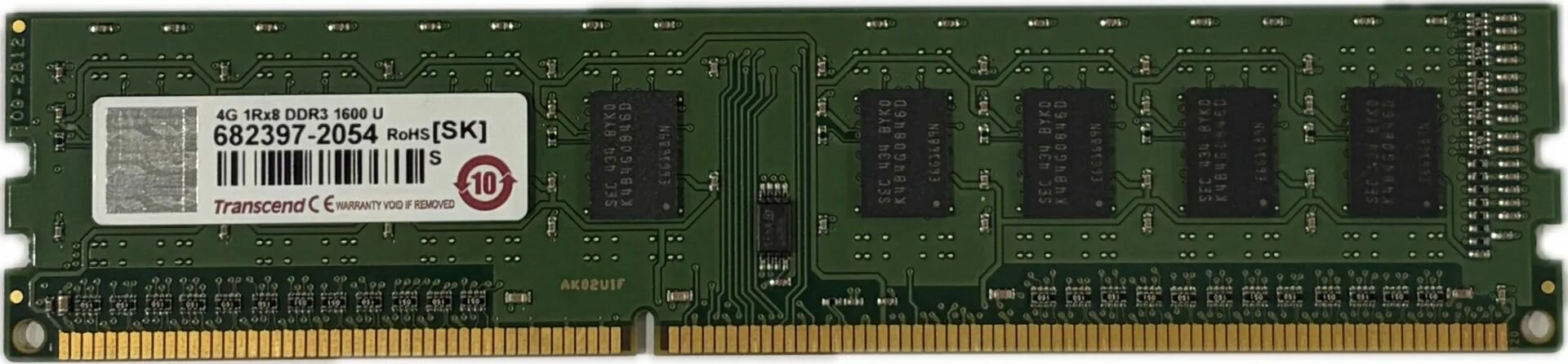 Оперативная память UDIMM Transcend 682397-2054 (682397-2054) 4 ГБ - DDR3, 4 ГБ х 1, 1600 МГц, PC12800