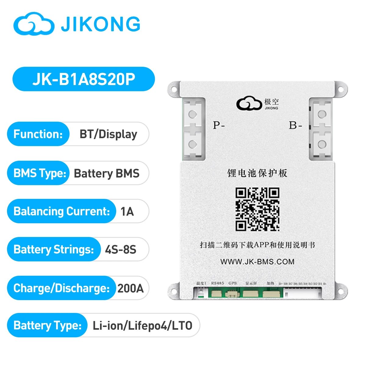 JIKONG BMS JK-B1A8S20P для литий-ионных аккумуляторов 4S-8S JK-B1A8S20P