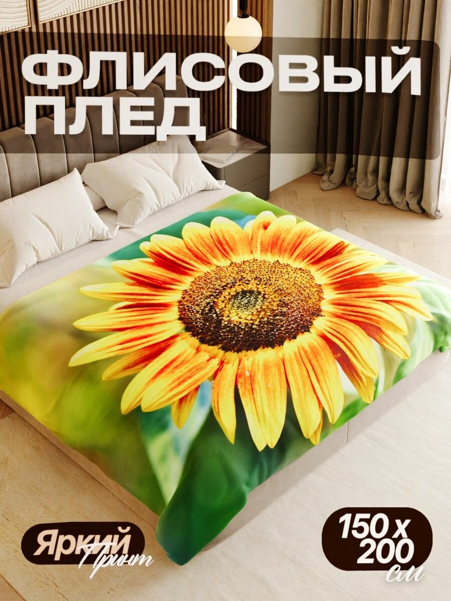 Плед флисовый 150х200 см мягкий теплый покрывало для дома