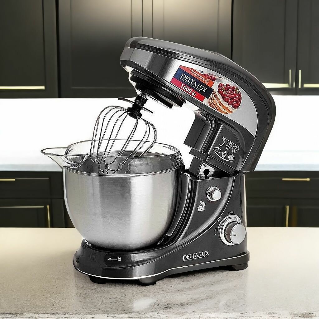 Миксер планетарный , DELTA LUX DL-5070Р, 1000 Вт, 4 л, черный.
