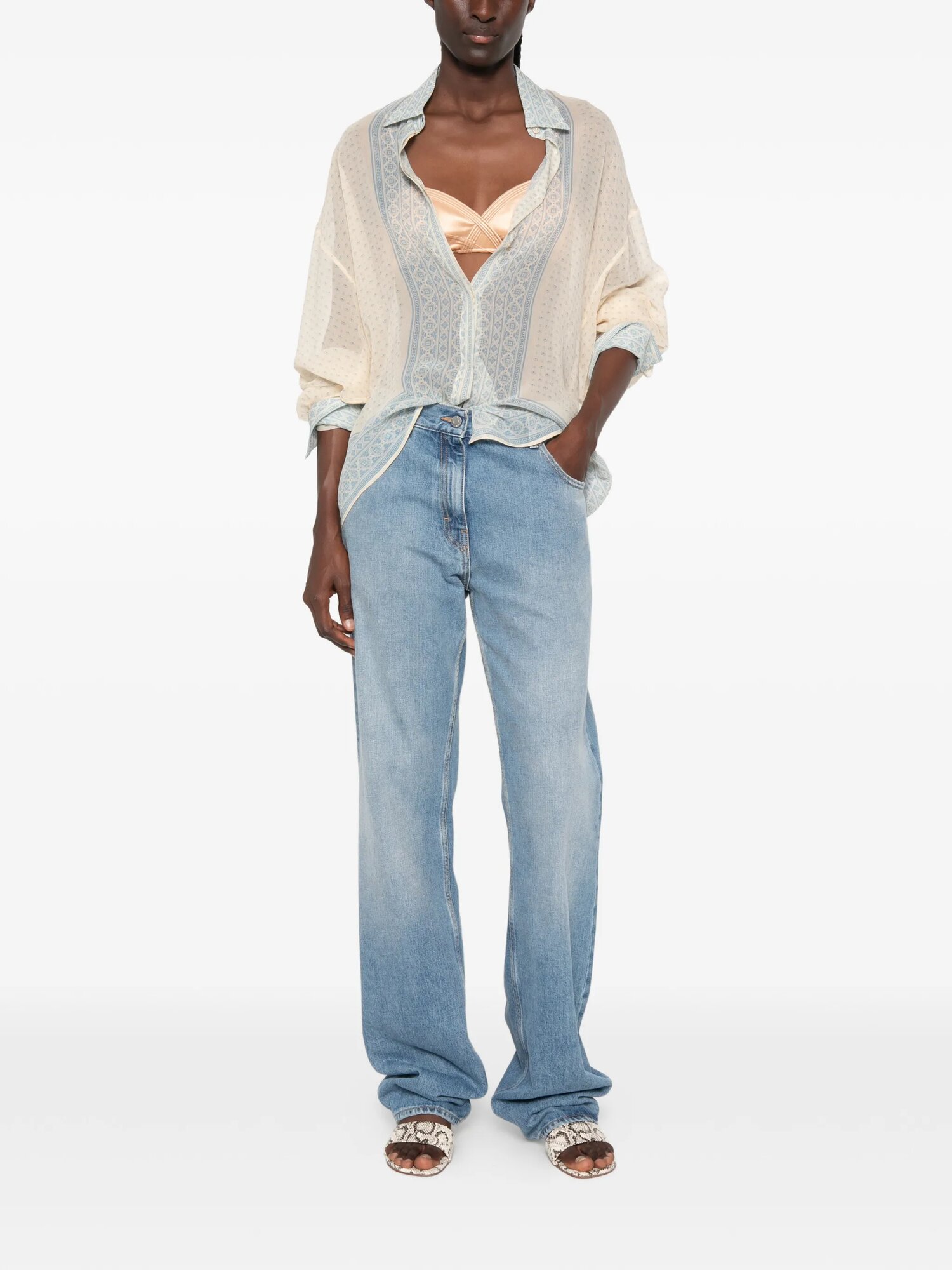 Топ Ermanno Scervino Crossover-front satin top, размер 42, разноцветный — фото 1