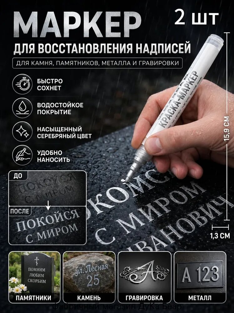 Маркер Лаковый, толщина: 2.5 мм, 2 шт. для граффити, для декорирования