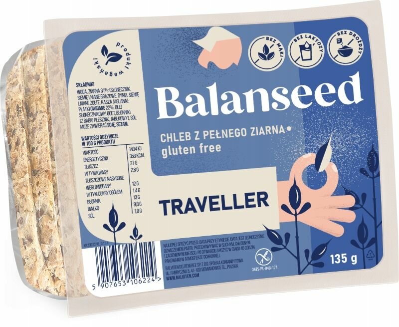 Хлеб цельнозерновой Balviten Balanseed Traveller без глютена 5 шт x 135г