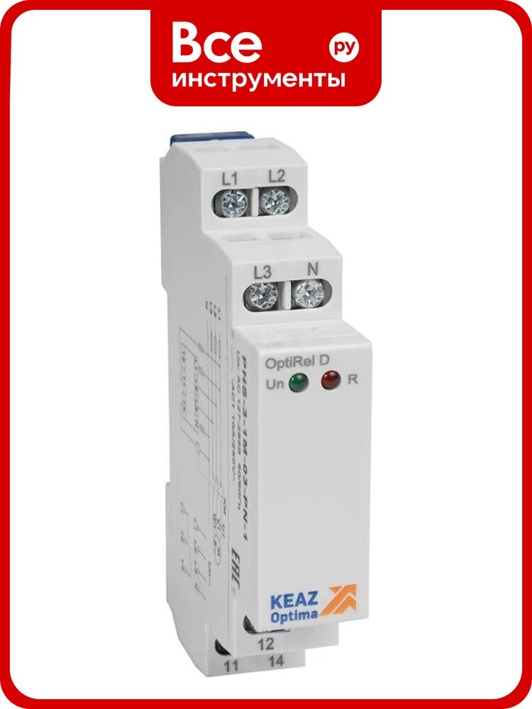 Реле контроля фаз КЭАЗ OptiRel D PHS-3-1M-03-PN-1 чередования обрыва фаз 3Ф+N 1СО 331983