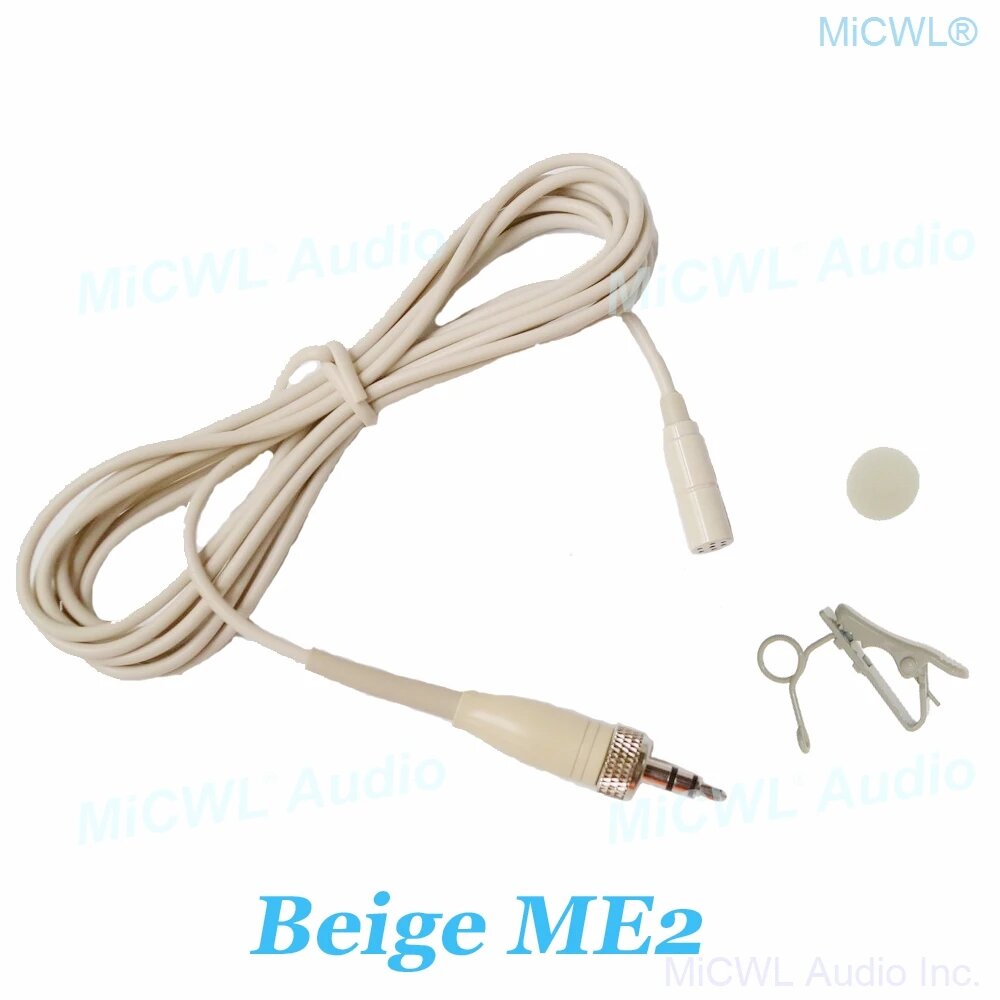 Бежевый беспроводной петличный микрофон ME2 с зажимом для Sennheiser EW100, SK100, G2, G3, G4, передатчик BeltPack, 3,5 мм, стерео заглушка блокировки