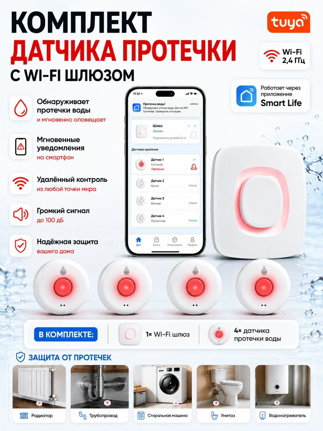 Система от протечки воды с WI-fi модулем