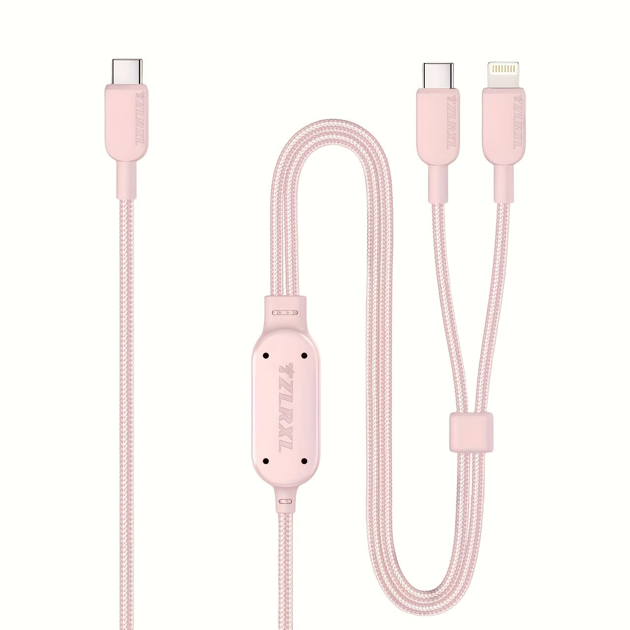 Кабель быстрой зарядки 100W 2-в-1 Type-C/Lightning, 120 см, розовое золото, для Samsung, iPhone, Xiaomi, OnePlus, MacBook и iPad