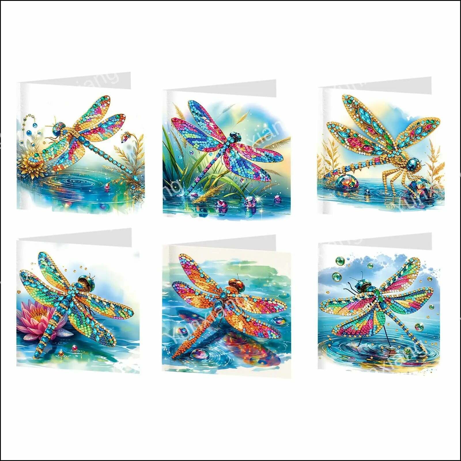 DIY-открытка с алмазной вышивкой Jewel Butterfly в комплекте из 6 штук