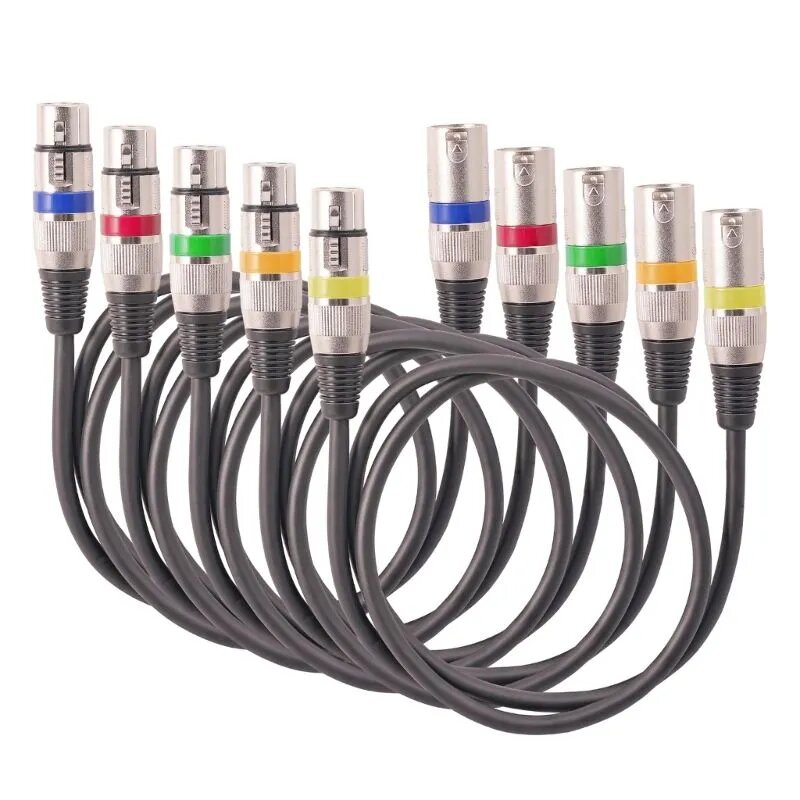 Прочный XLR-кабель для микрофона, 5 шт, 3-контактный симметричный шнур папа-мама DMX-сценического освещения