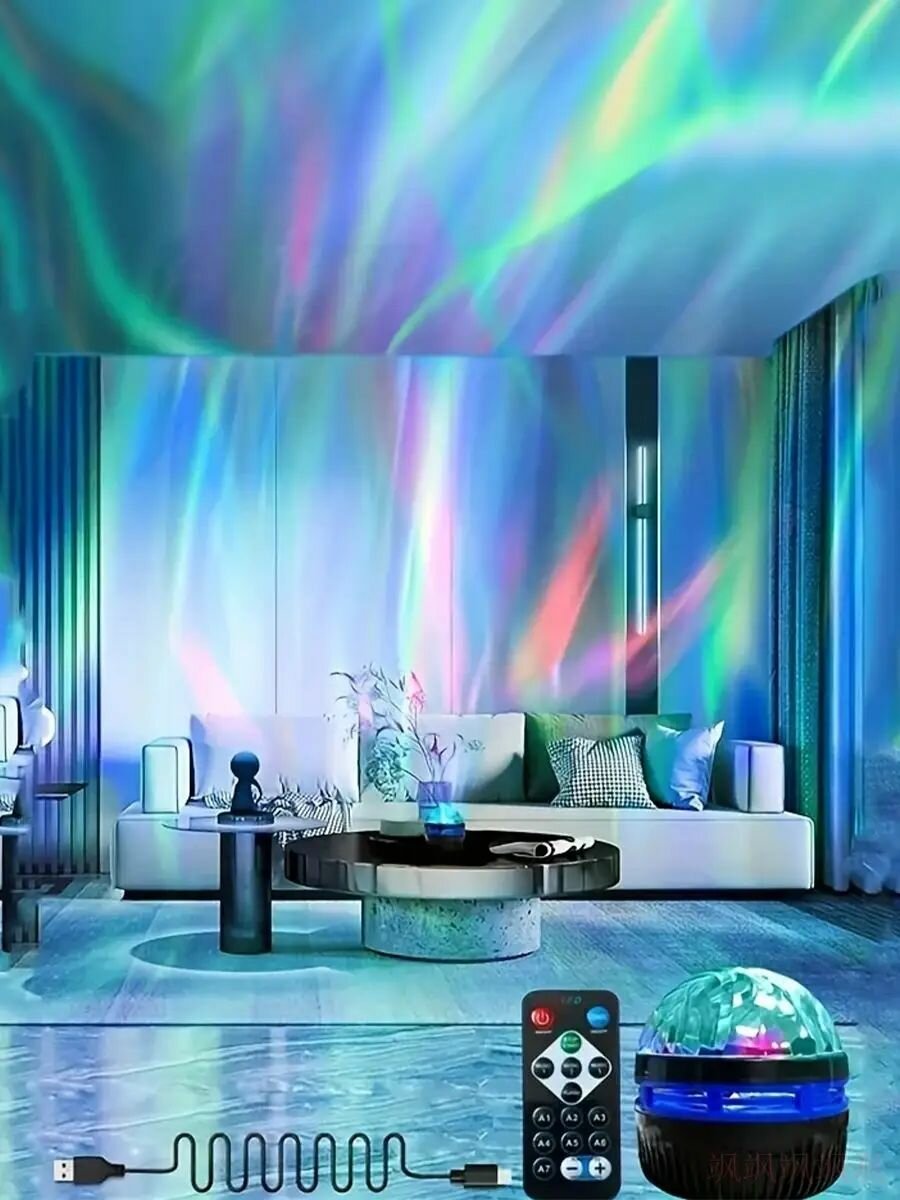 Светодиодный проектор северного сияния, RGB ночник, с USB зарядкой и пультом дистанционного управления, подходит для спальни, домашнего декора, в качестве подарка на день рождения и Рождество